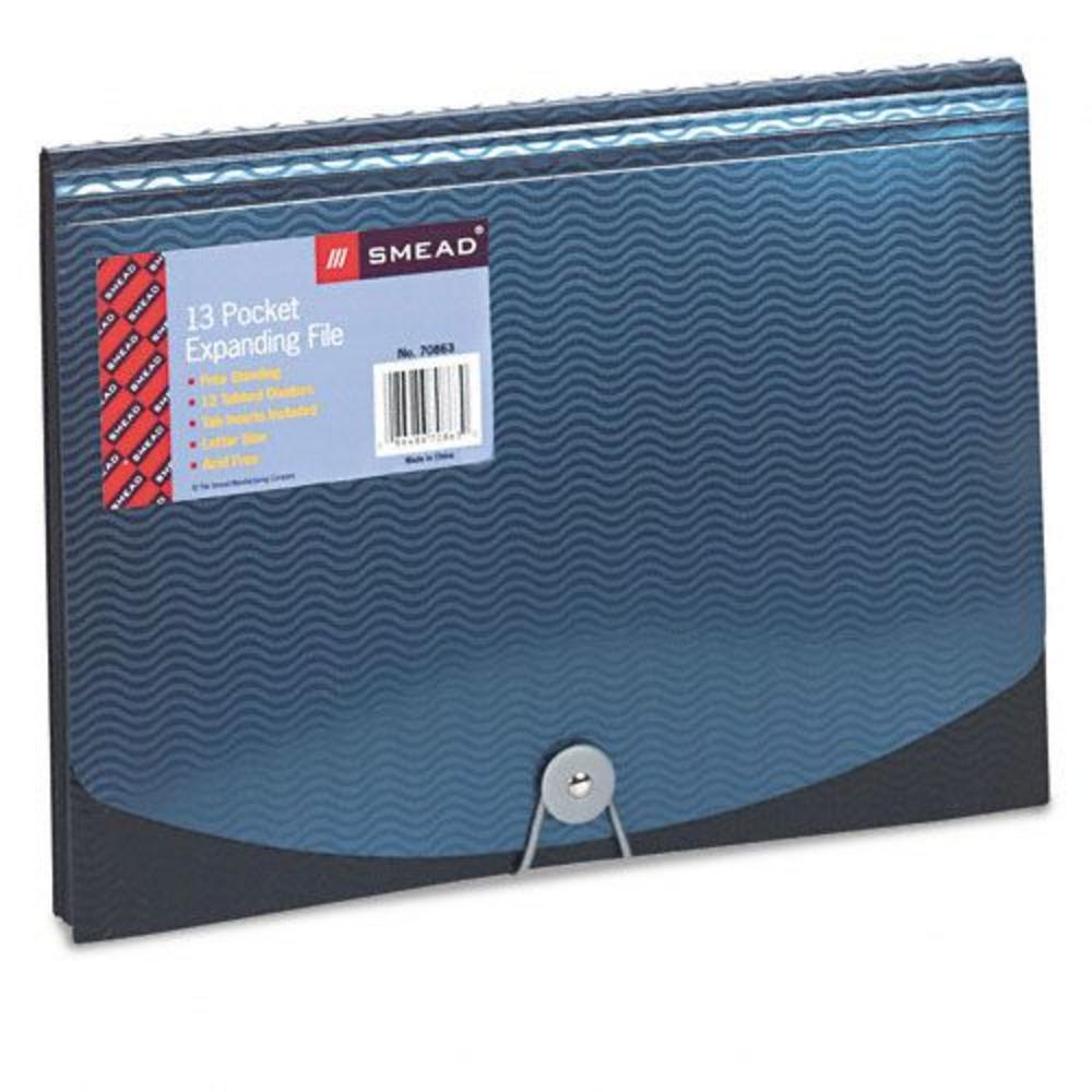 Smead SMD70863 13-Pocket Poly Expanding File, Black/Blue