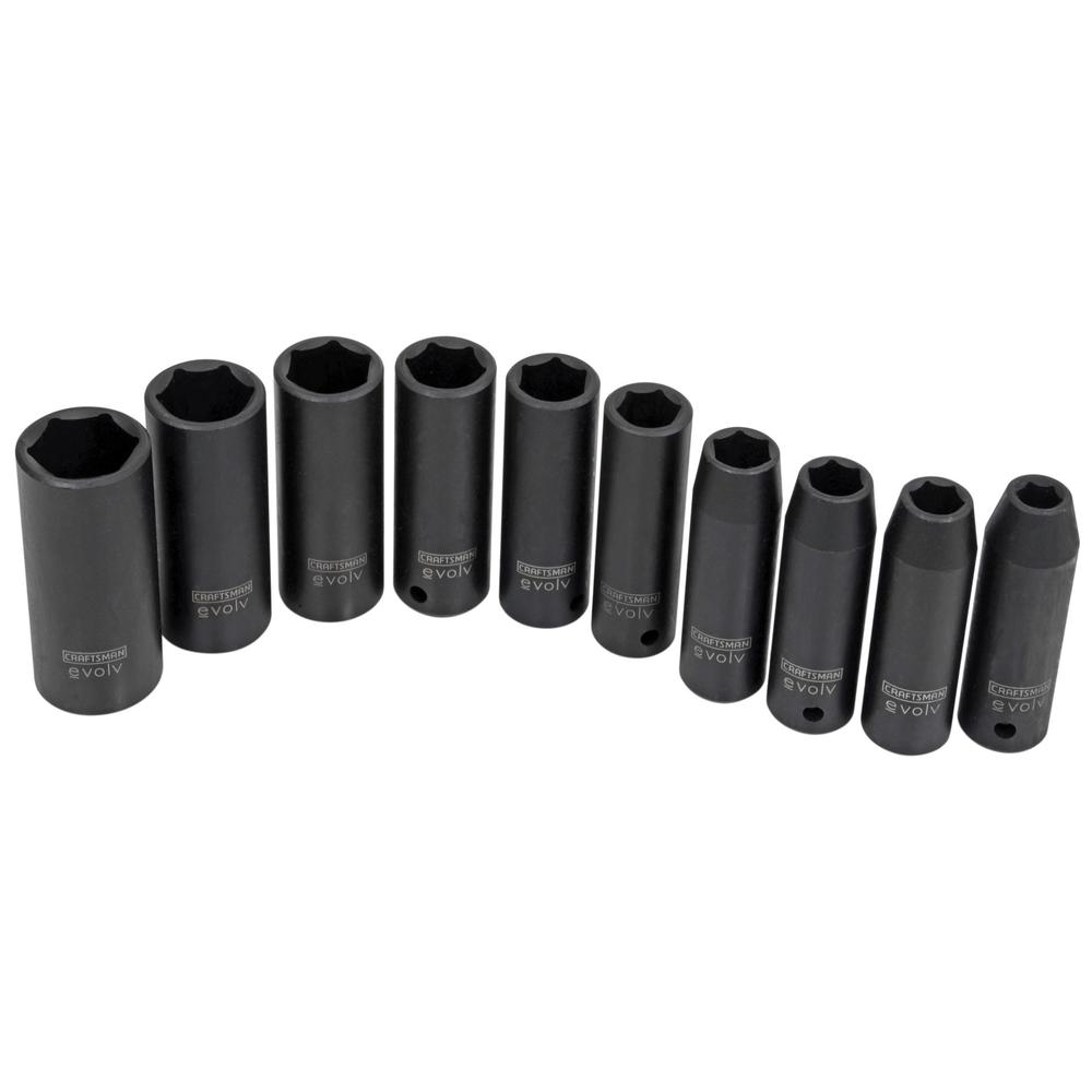 Evolv 10-Piece Deep Impact Socket Set - Metric