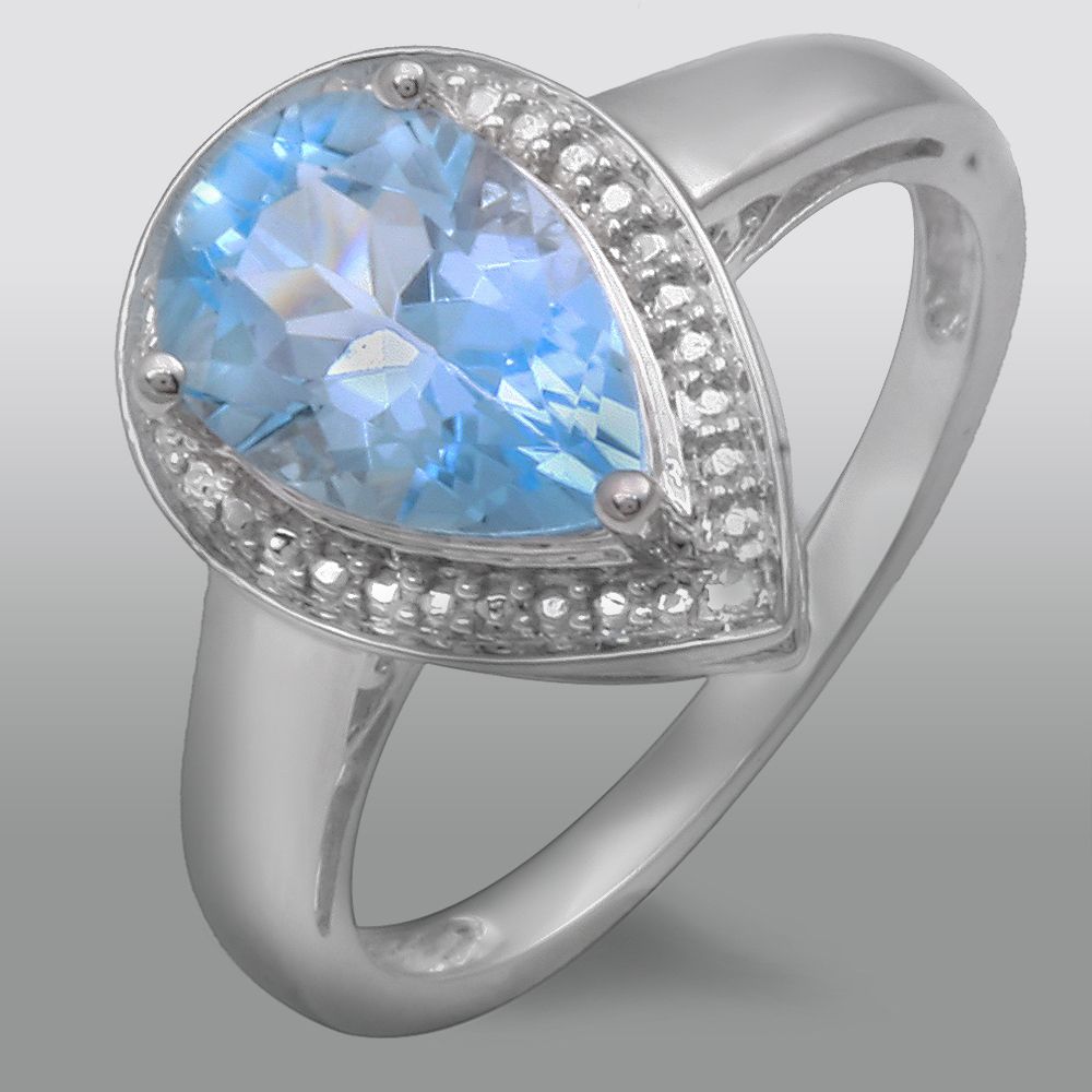 Sterling Silver Pear-Shaped Blue Topaz Ring