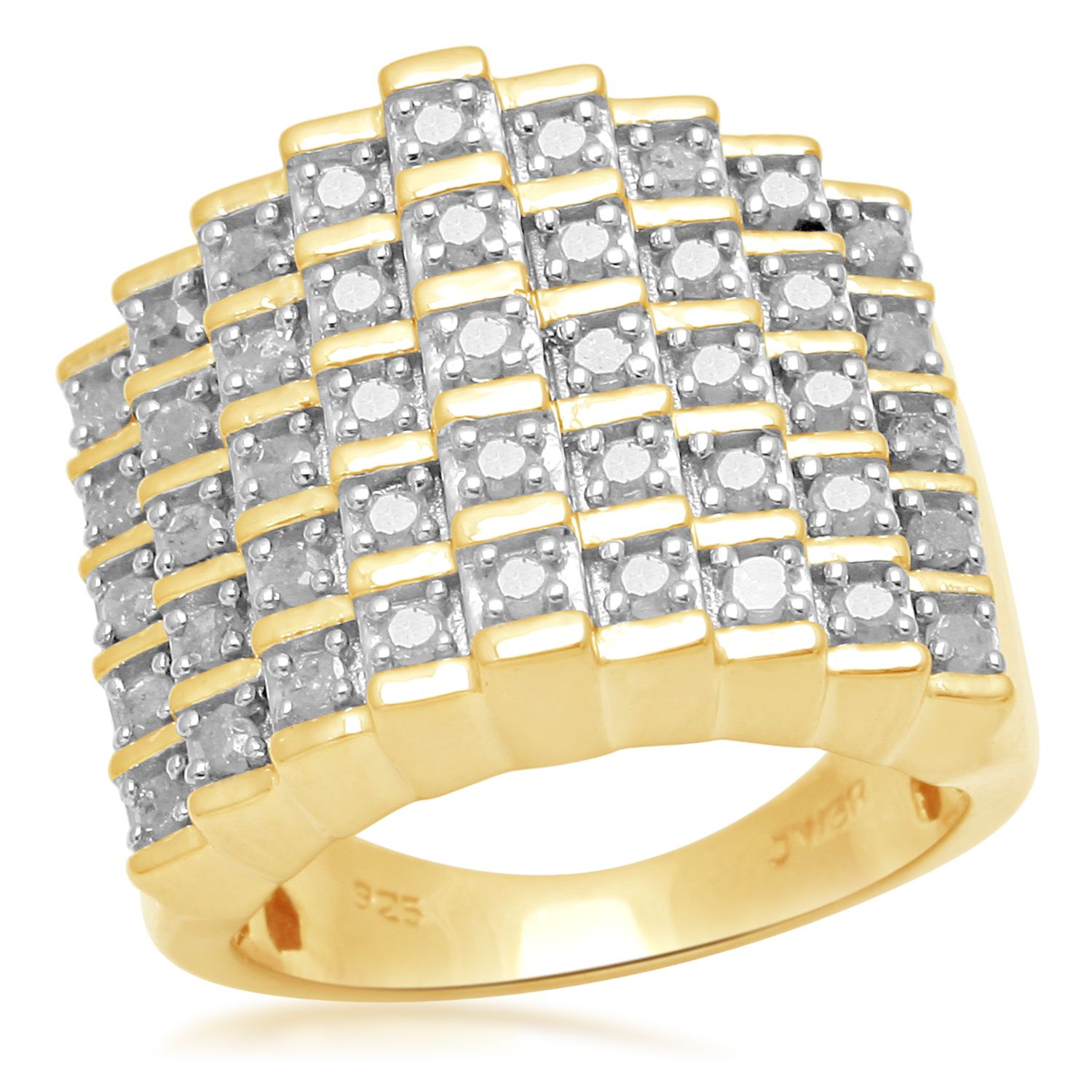 1 cttw 5 Row Diamond Pyramid Ring