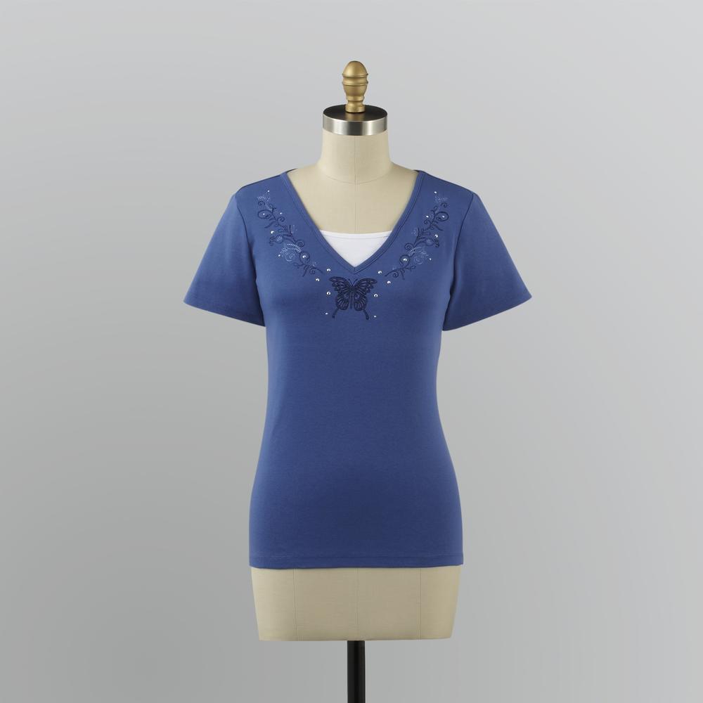 Basic Editions Women's Layered-Look Top