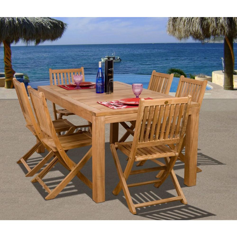 Amazonia Bolton 7 Piece Teak Rectangular Patio Dining Set