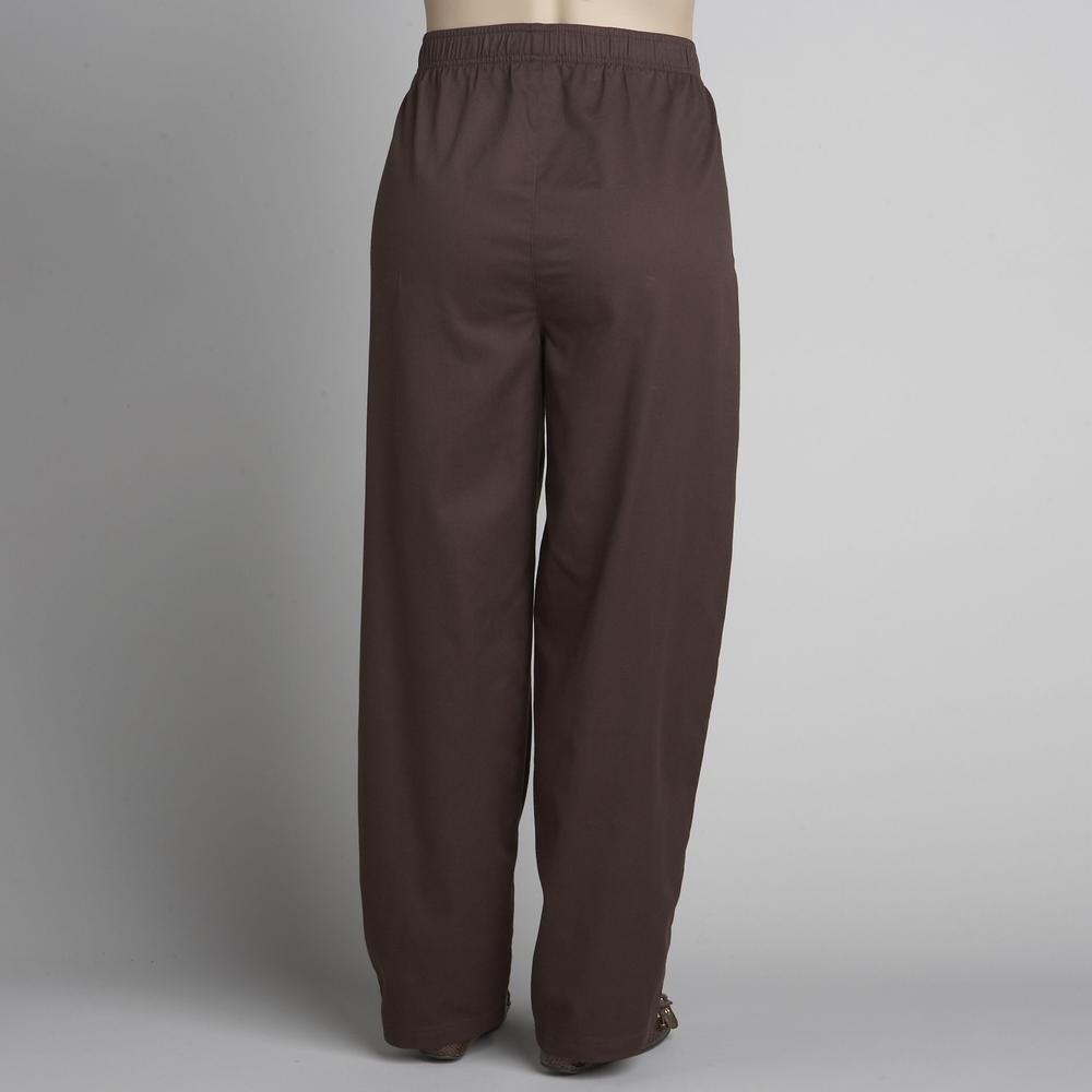 Basic Editions Women's Plus 100% Cotton Pull-on Twill Pant