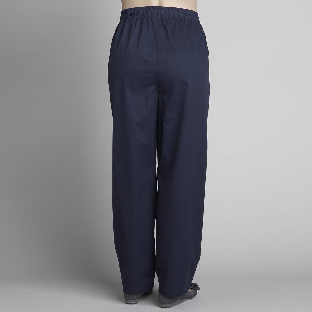 Basic Editions Women's Plus 100% Cotton Pull-on Twill Pant