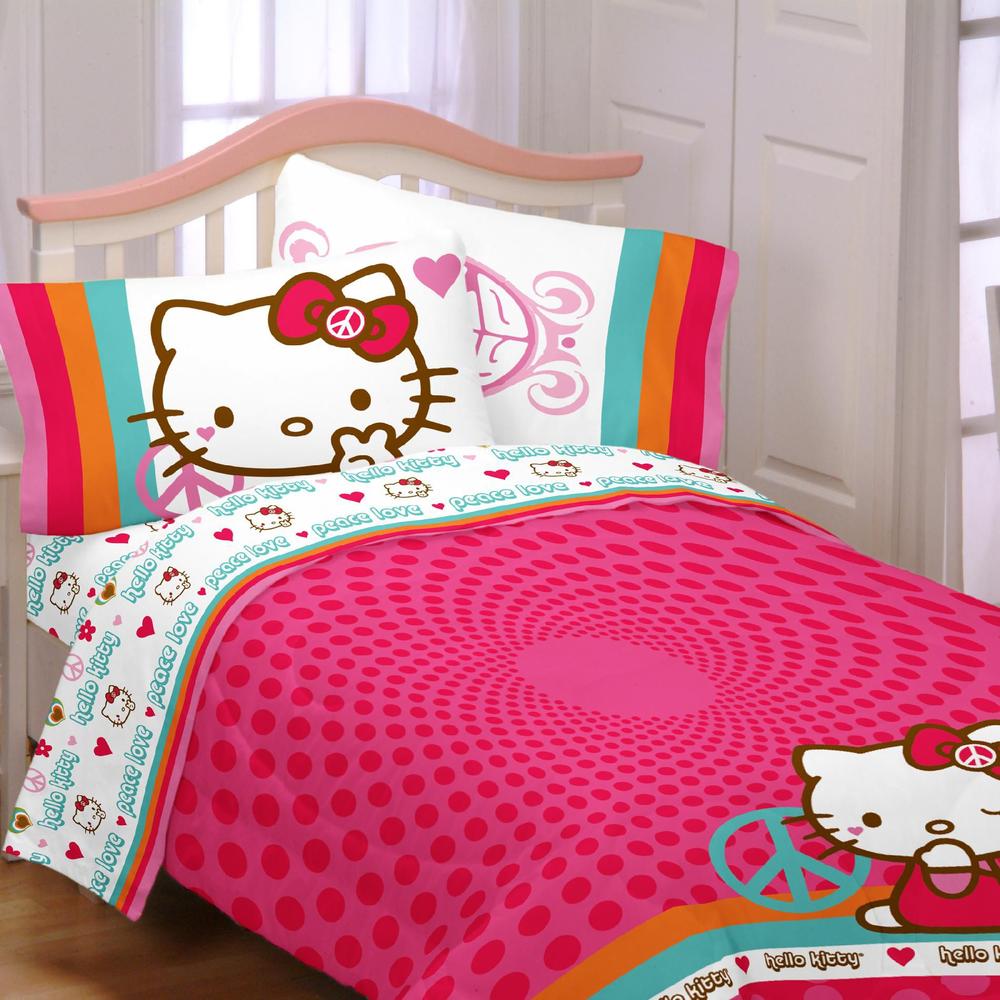 Hello Kitty Peace Signs Twin Comforter