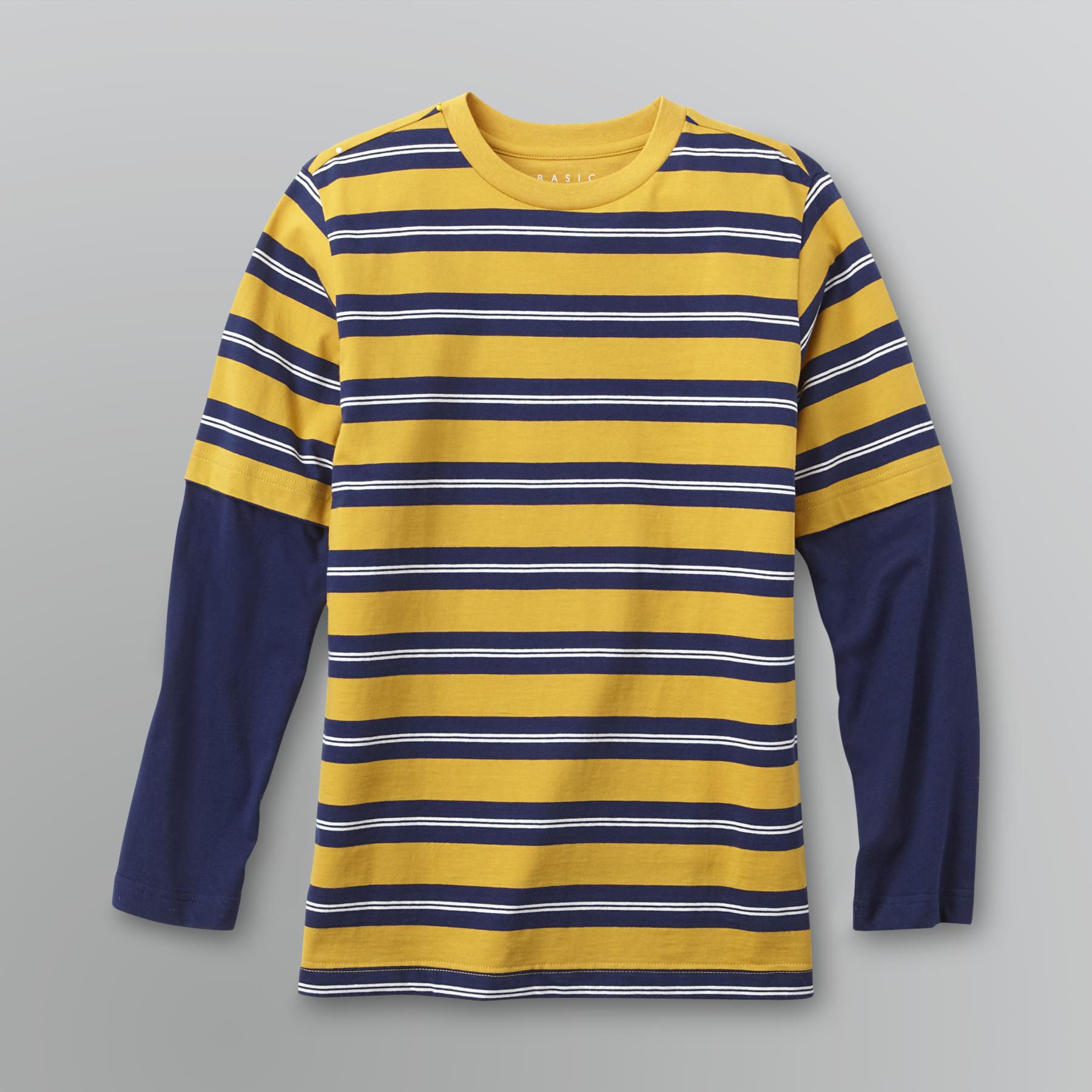 Basic Editions Boy's Striped Long Sleeve Layered T-Shirt
