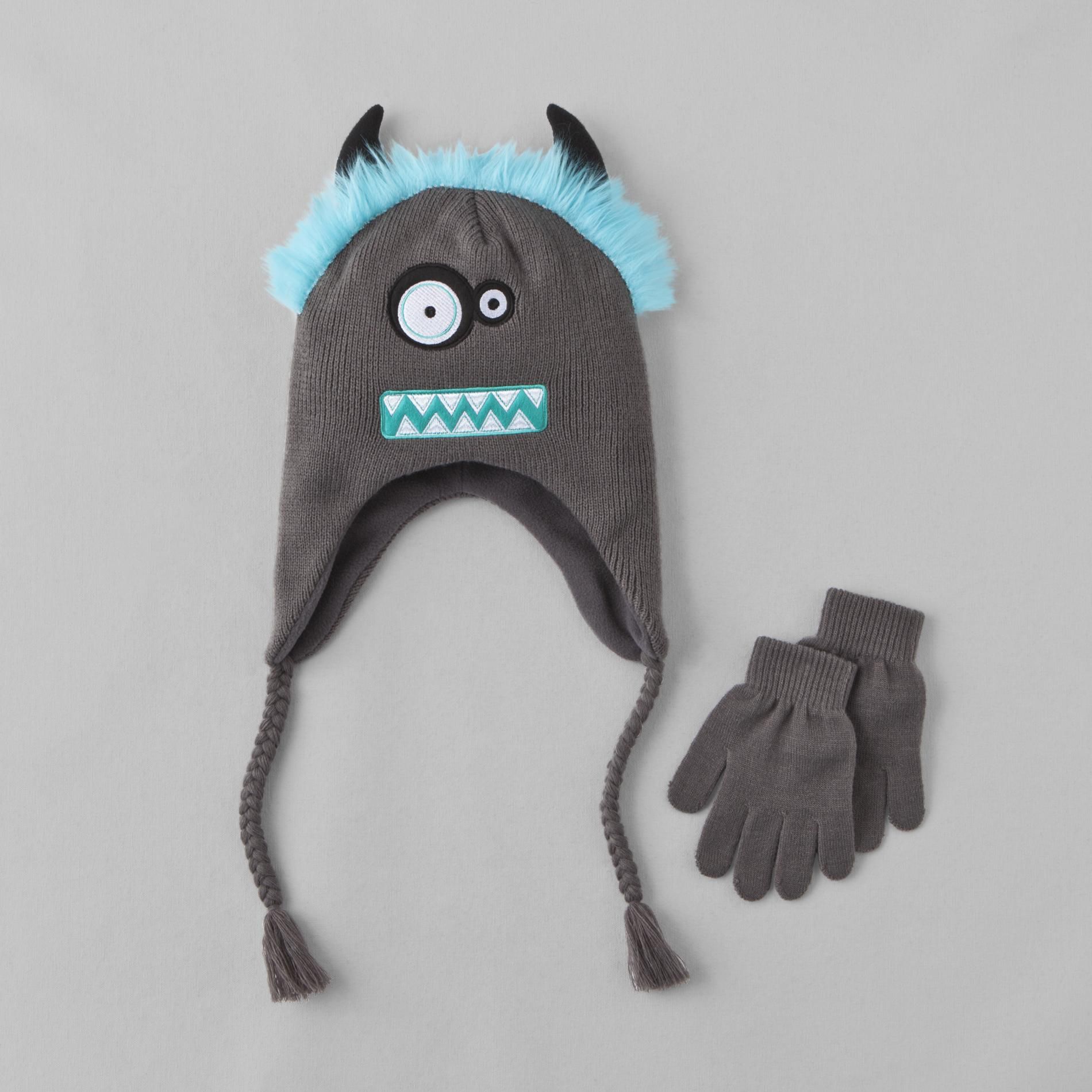 Joe Boxer Kids' Knit Yeti Monster Hat and Glove Set