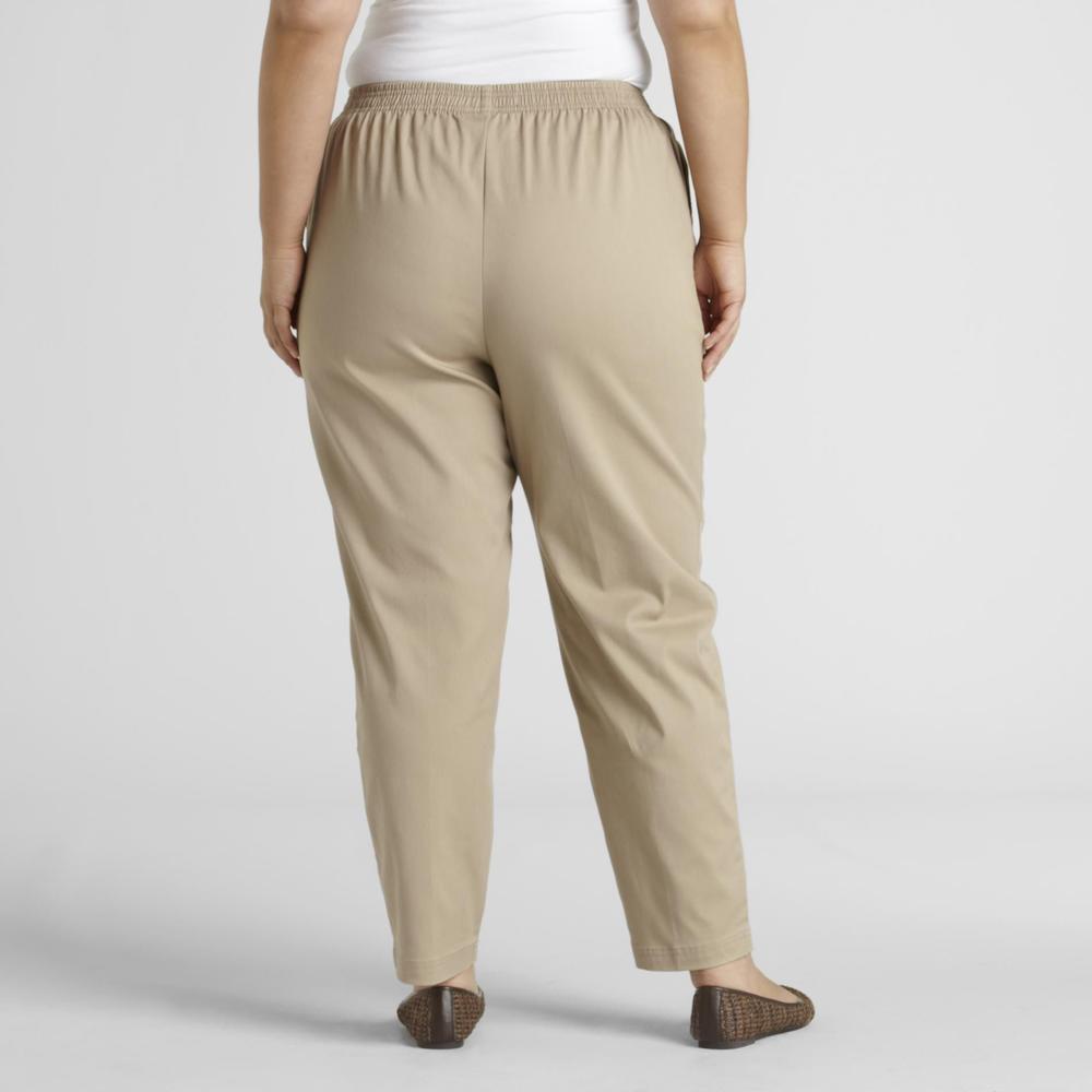 Laura Scott Women's Plus Petite Elastic Waist Pull On Pant Twill