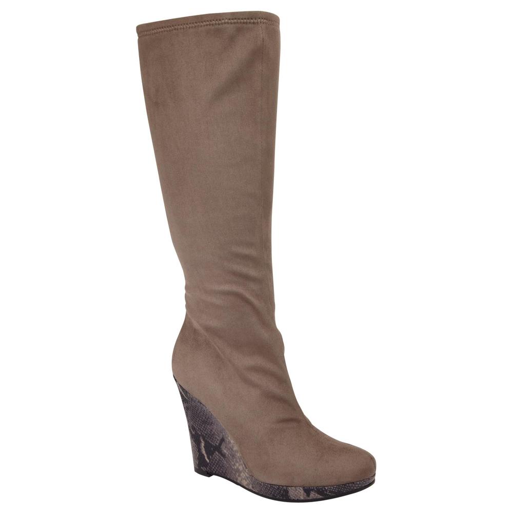 Women's Miriam Snake Wedge Tall Shaft Boot - Gray