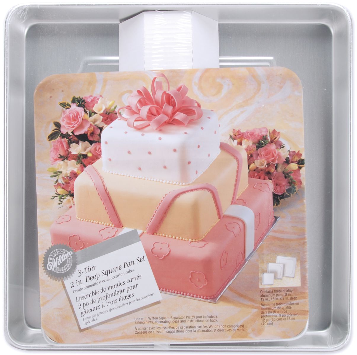 Wilton 3 Tier Deep Cake Pan Set 8", 12", 16" Square