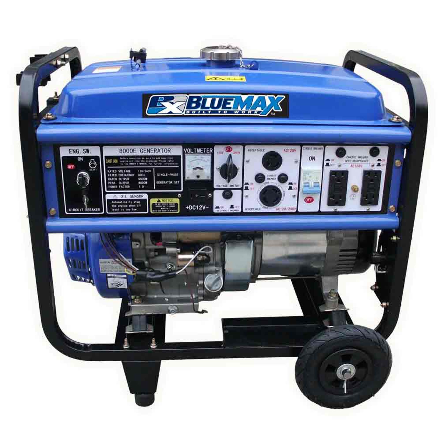 BLUE MAX 8,000W Generator with 13HP OHV Engine with electric start ...