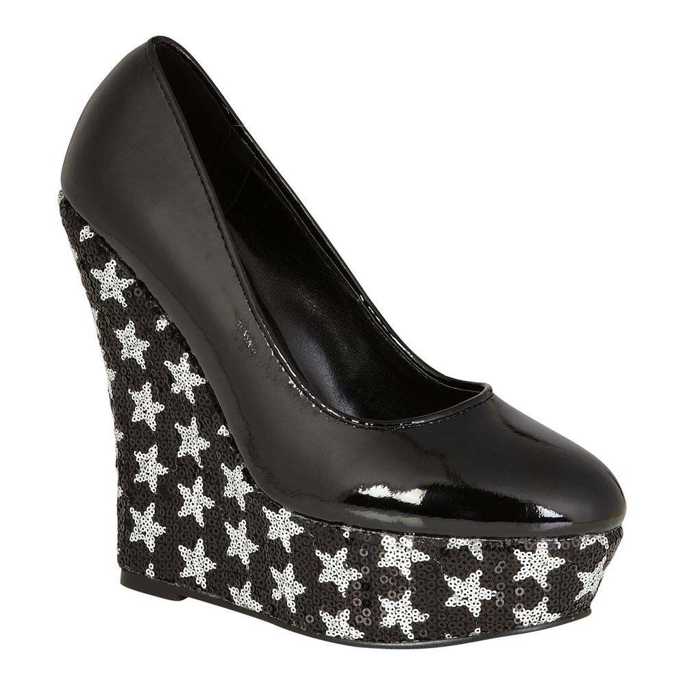 Bongo Women's Rockstar Star Wedge Dress Shoe - Black