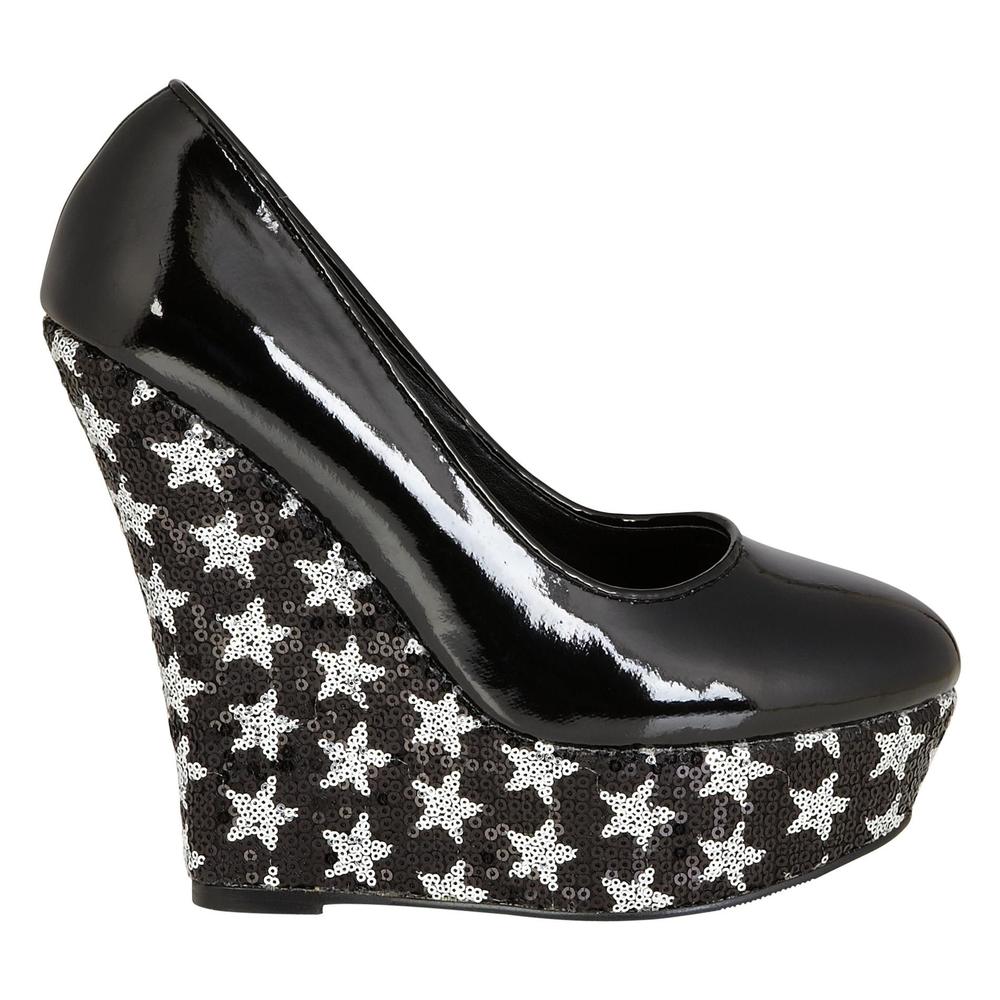 Bongo Women's Rockstar Star Wedge Dress Shoe - Black