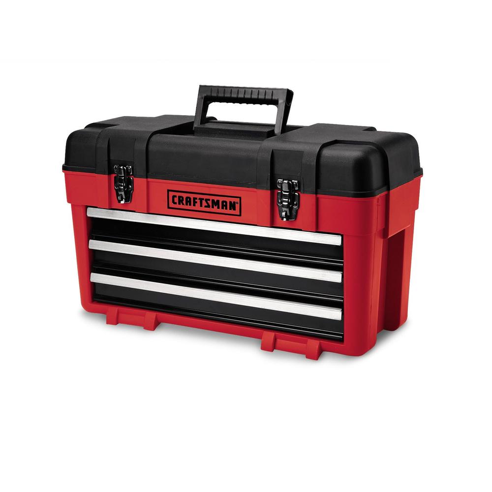 Craftsman 3-Drawer Plastic/Metal Portable Chest - Red/Black