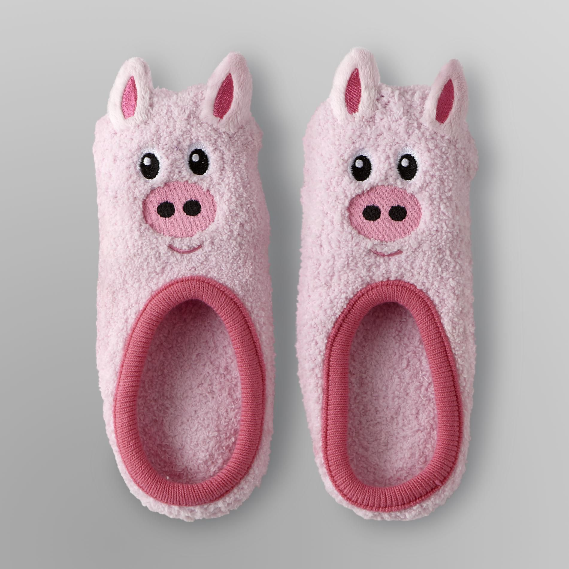 Joe Boxer Junior's Fleece Gripper Slippers - Pig