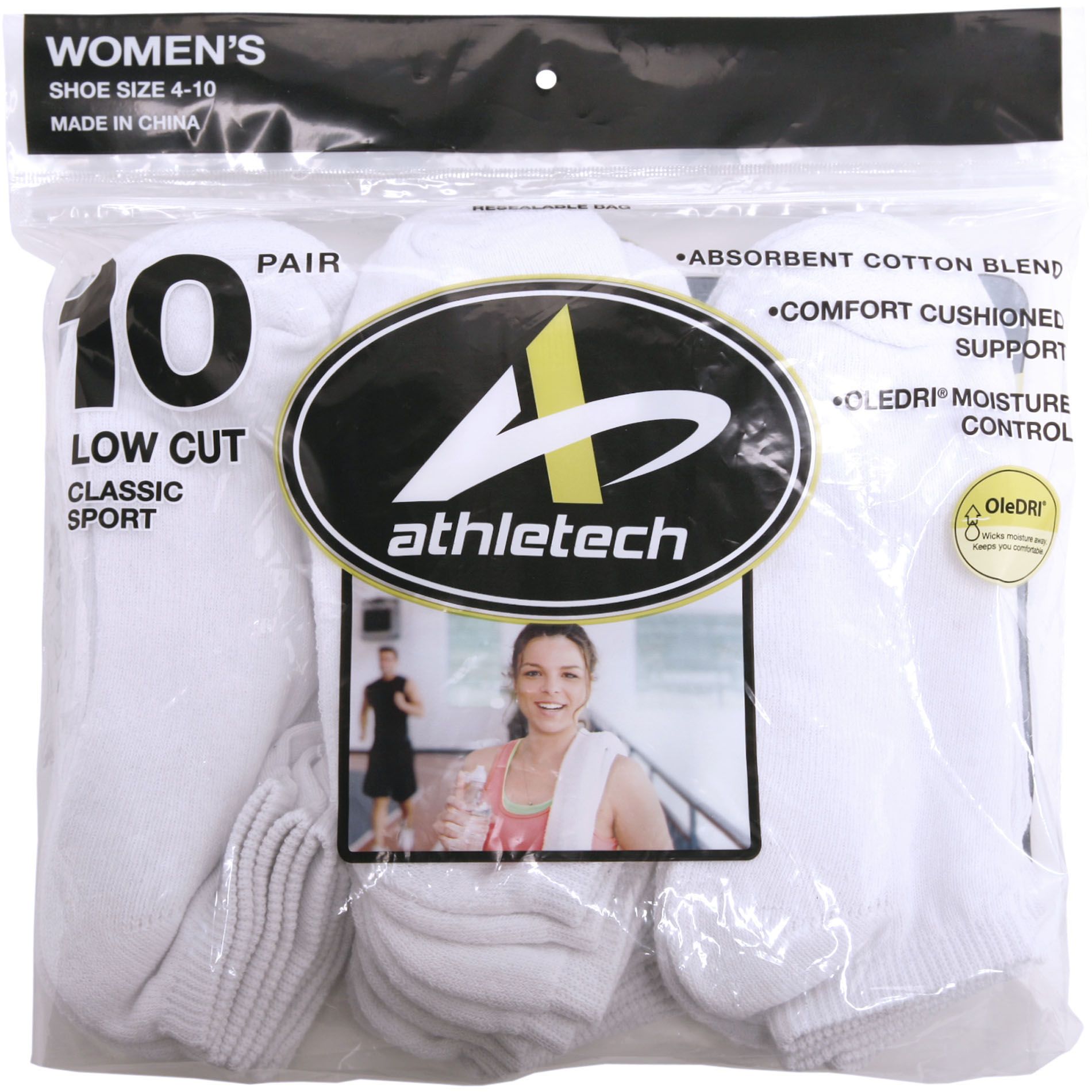 Athletech Women’s socks 10 Pk Classic Sport Low Cut