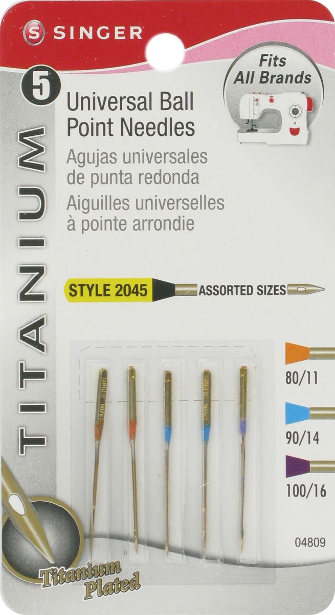 Universal Ball Point Needles Size 80/11 (2) 90/14 (2) & 100/16 (1)