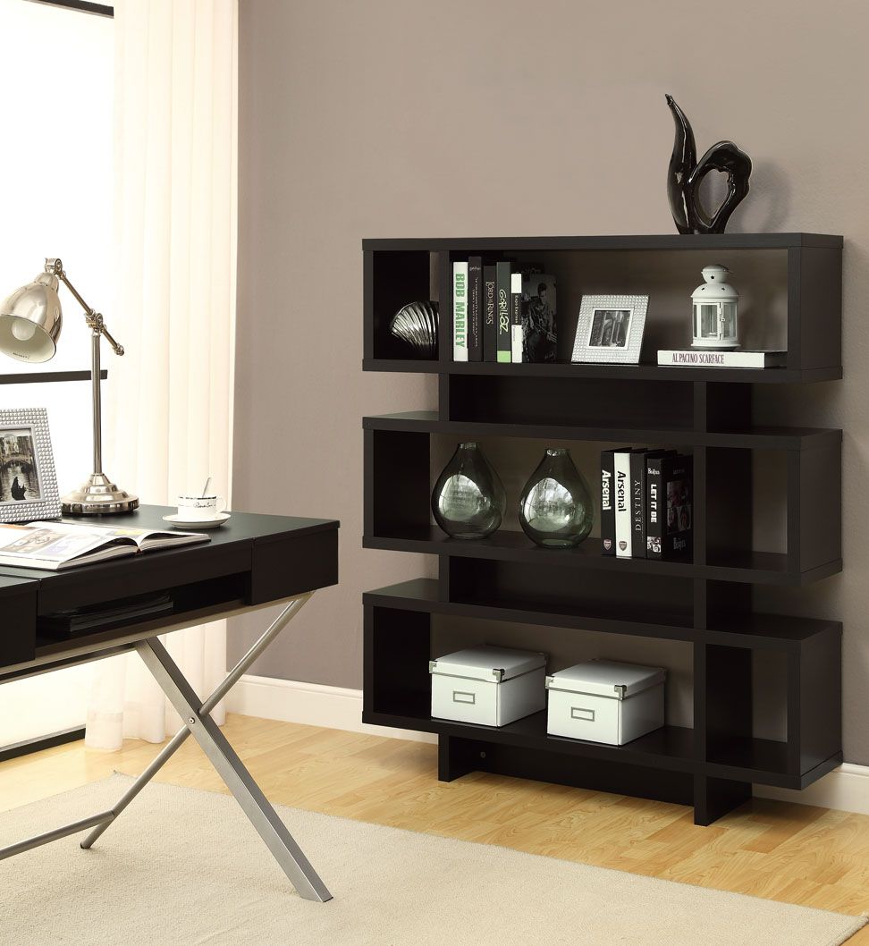 Monarch Specialties BOOKCASE - 55"H / CAPPUCCINO MODERN STYLE