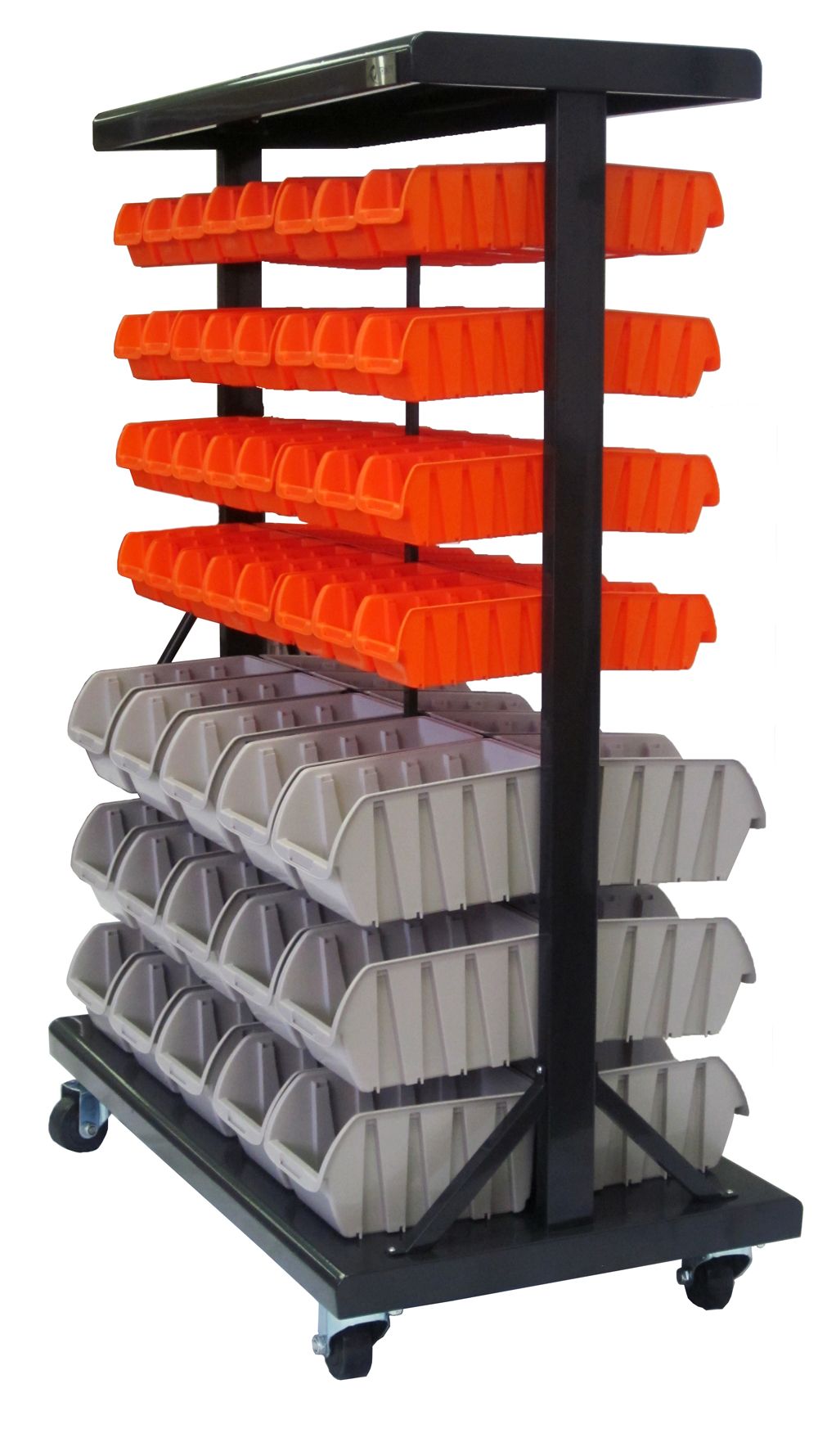 Dual-Sided Mobile Bin Rack