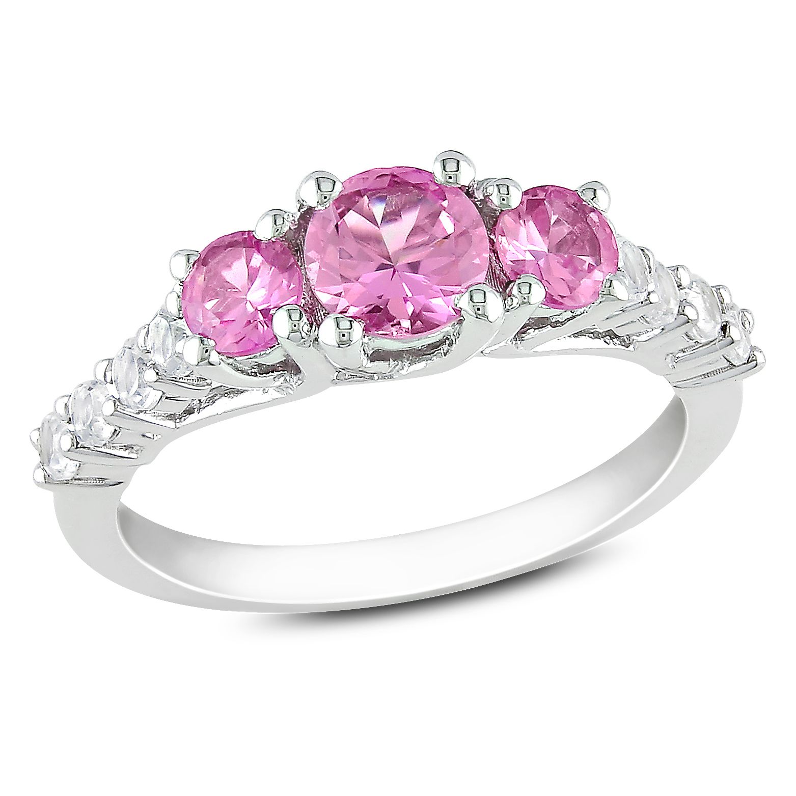 1 1/3 CT TGW Created Gemstone Fashion Ring in Silver