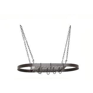Old Dutch 32½” x 17” Oval Matte Black Hanging Pot Rack 12 Hooks/Chain