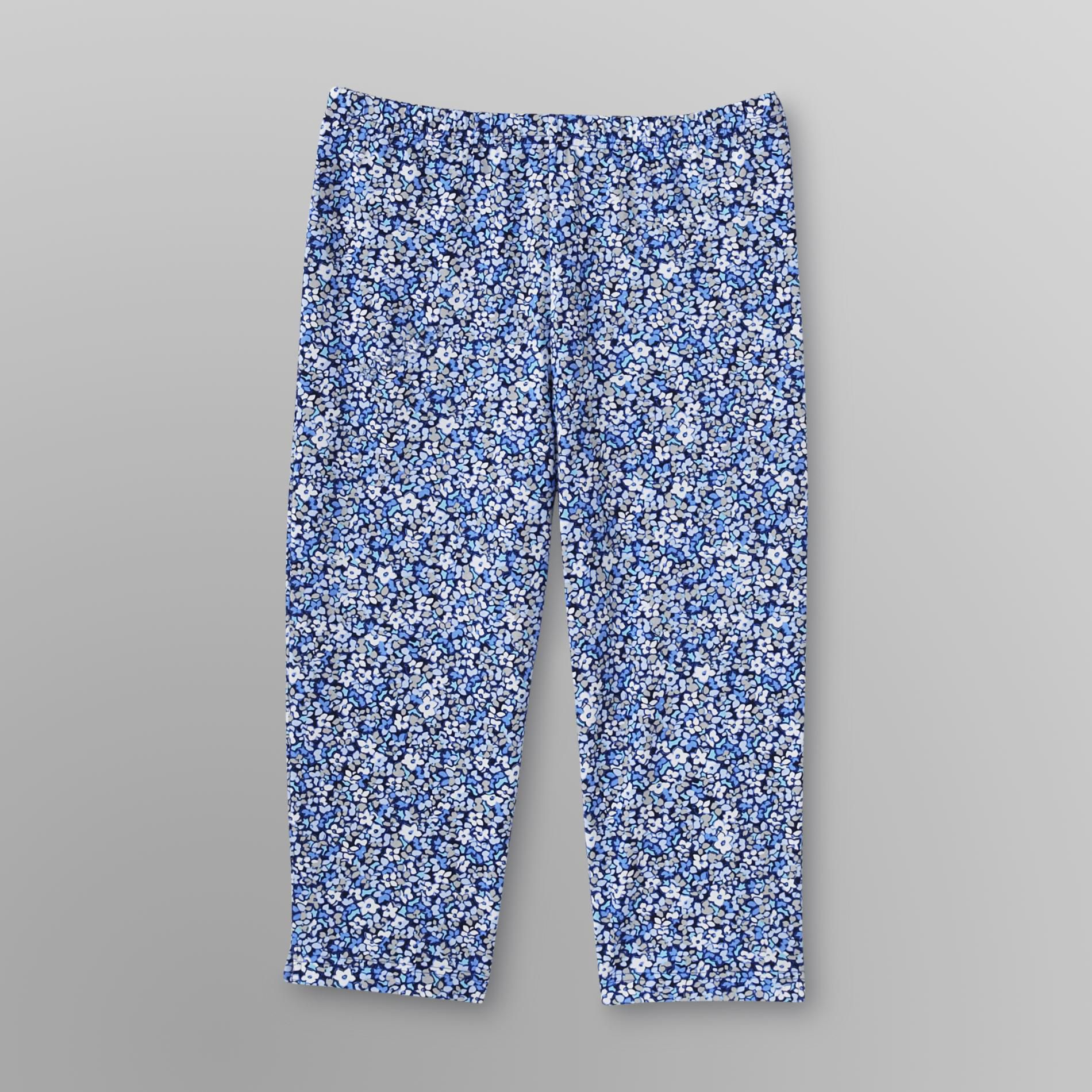Basic Editions Women's Knit Capri Leggings - Floral Print