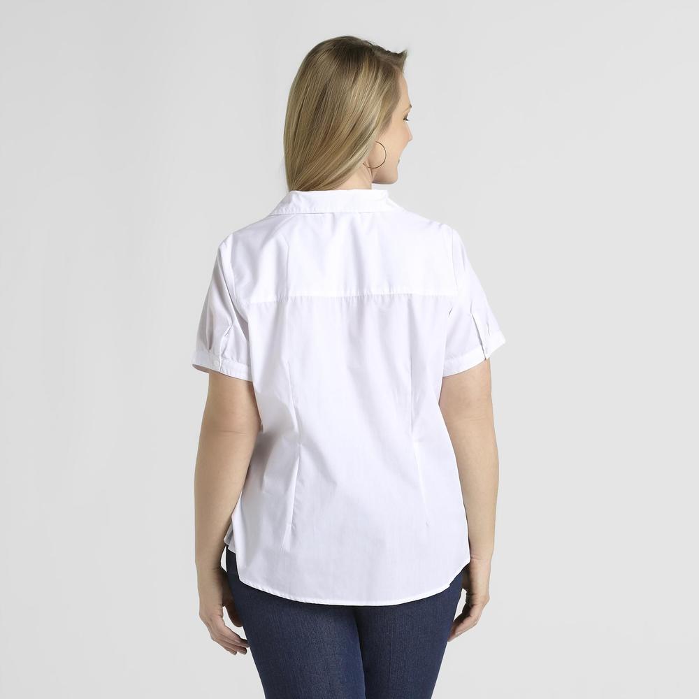 Basic Editions Women's Plus Camp Shirt