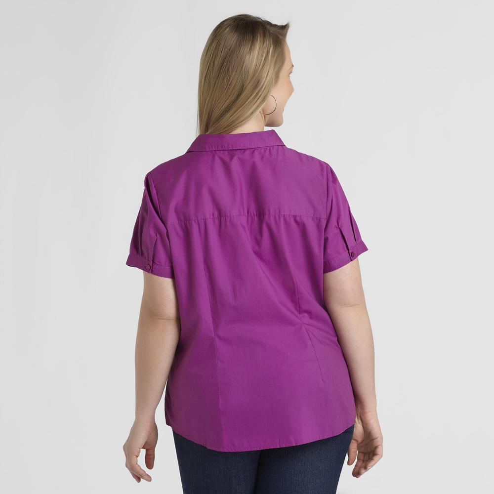 Basic Editions Women's Plus Camp Shirt
