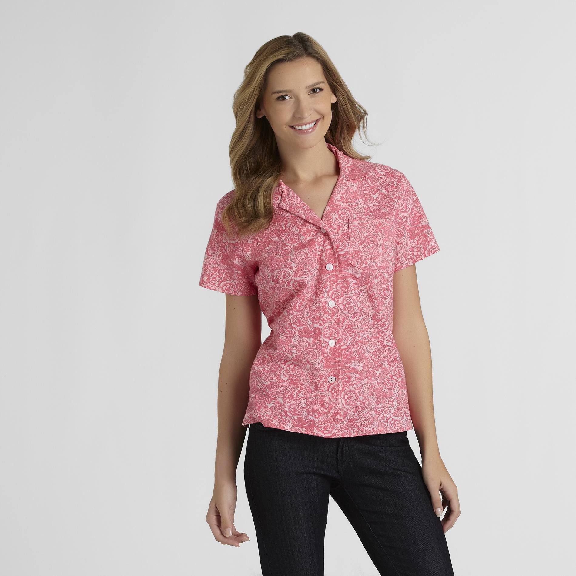 Basic Editions Women's Camp Shirt - Paisley