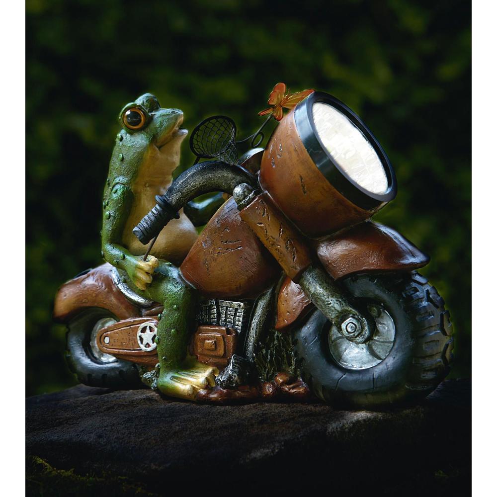 Frog on Motorcycle with Solar Light