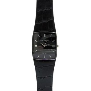 Men's Black Tank Strap Watch with Black Rectangular Dial - Jewelry ...