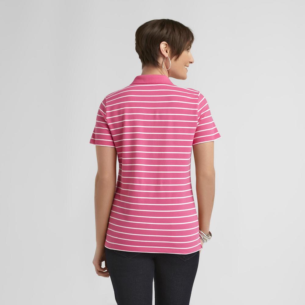 Laura Scott Women's Plus Classic Polo Shirt - Striped