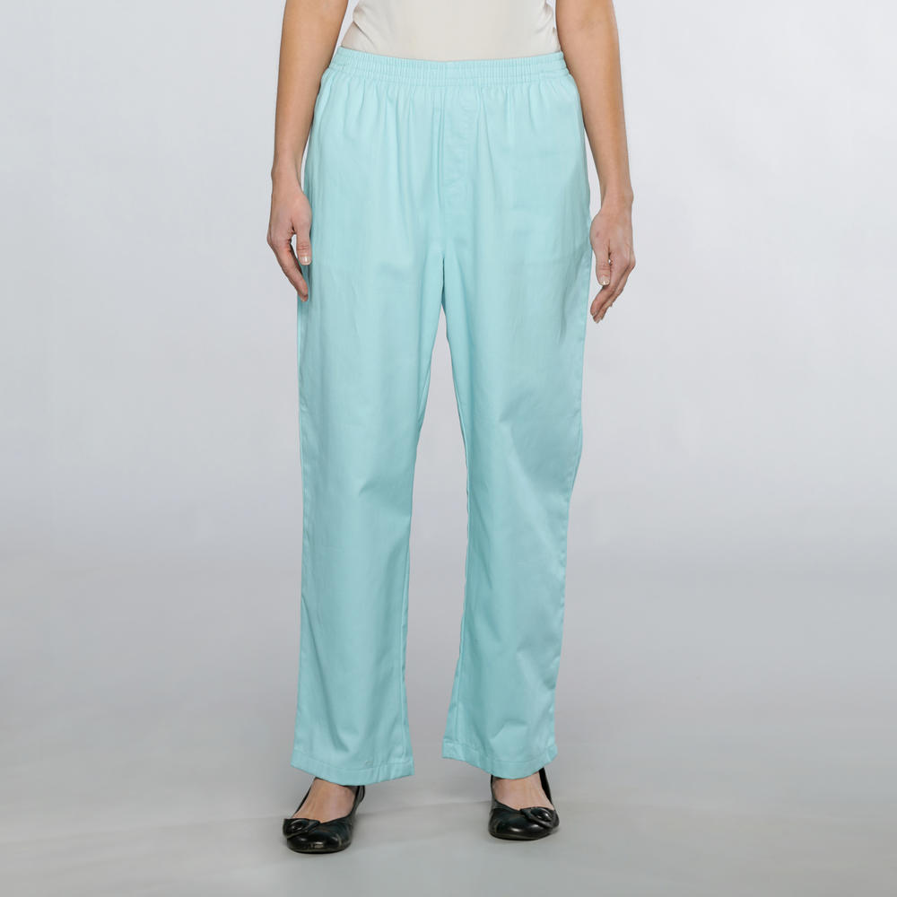 Basic Editions Women's Petite Twill Pull-On Pant