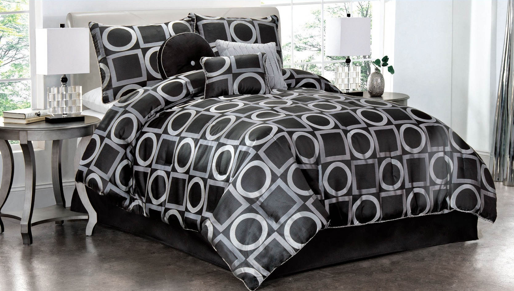 7 Piece Geo Grid Comforter Set