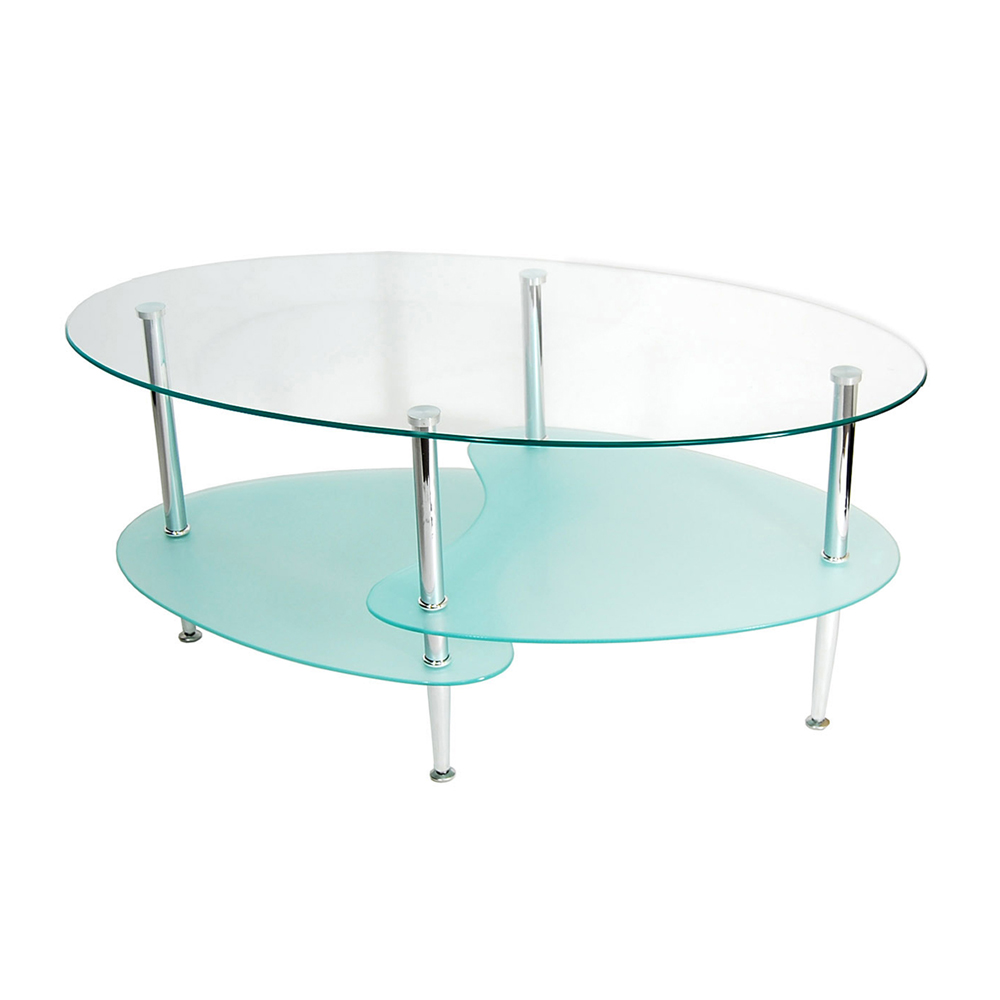 Glass Wave Oval Coffee Table