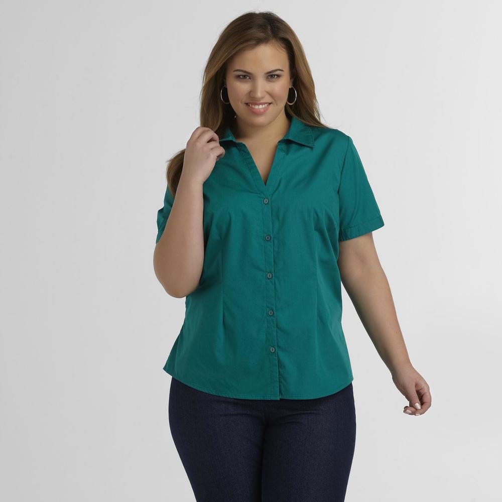 Basic Editions Women's Plus Camp Shirt