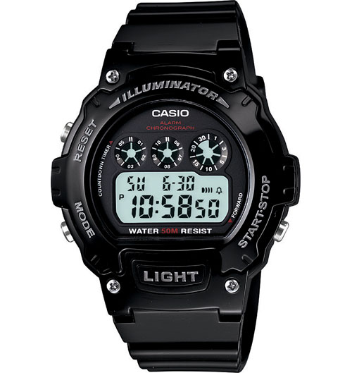 Casio Mens Water Resistance Black Digital LED Watch with Round Dial
