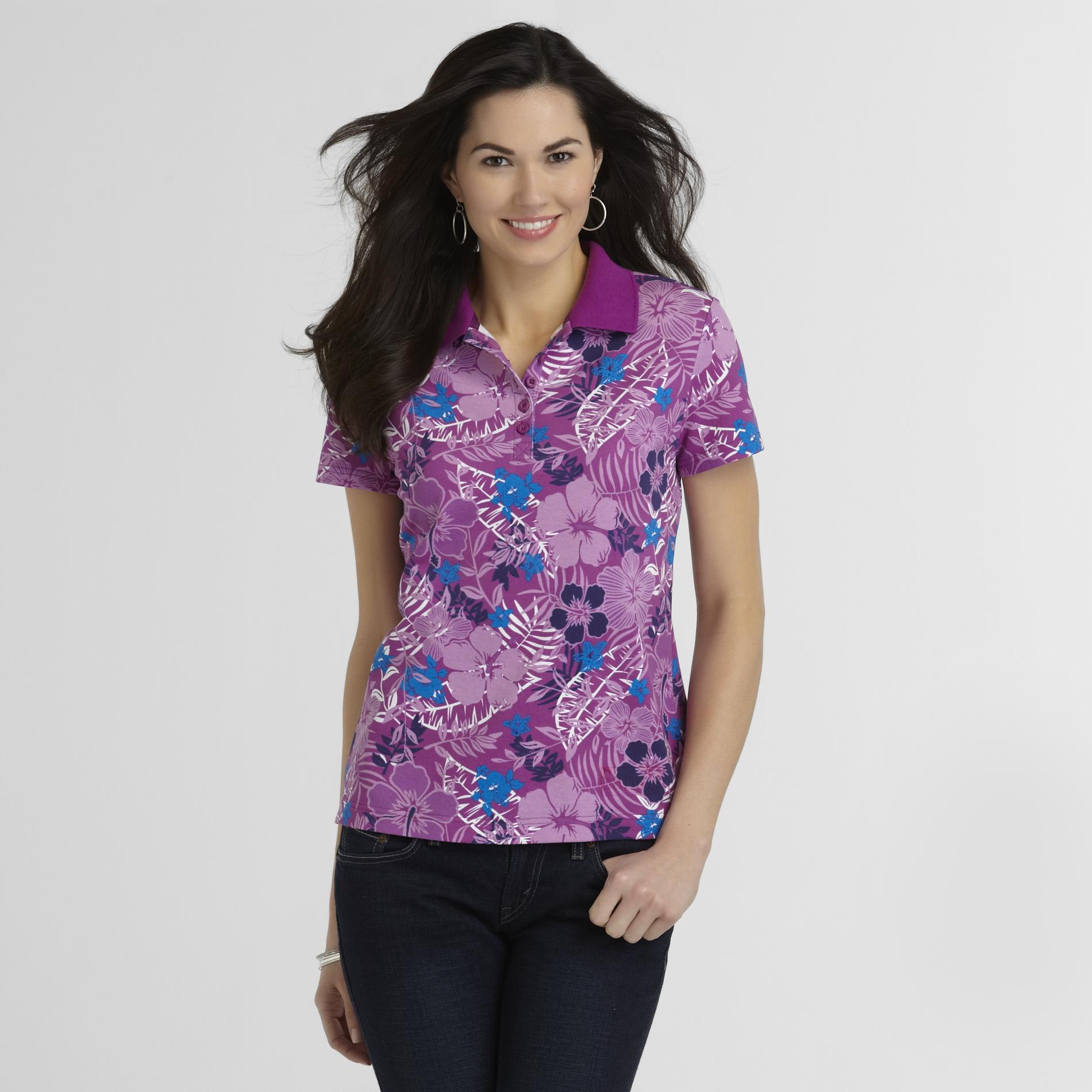 Basic Editions Women's Pique Polo Shirt - Tropical
