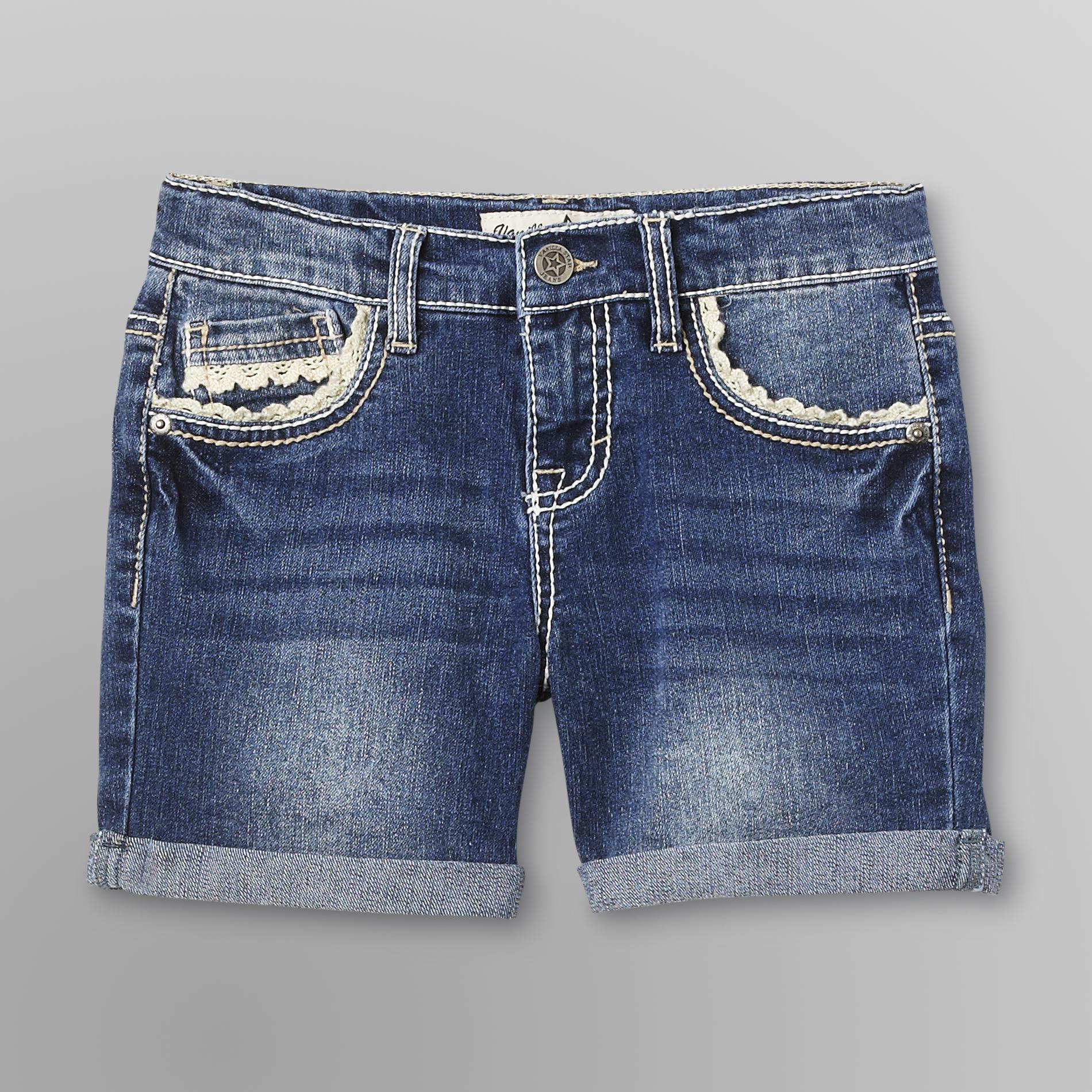 Vanilla Star Girl's Lace Pocket Denim Shorts