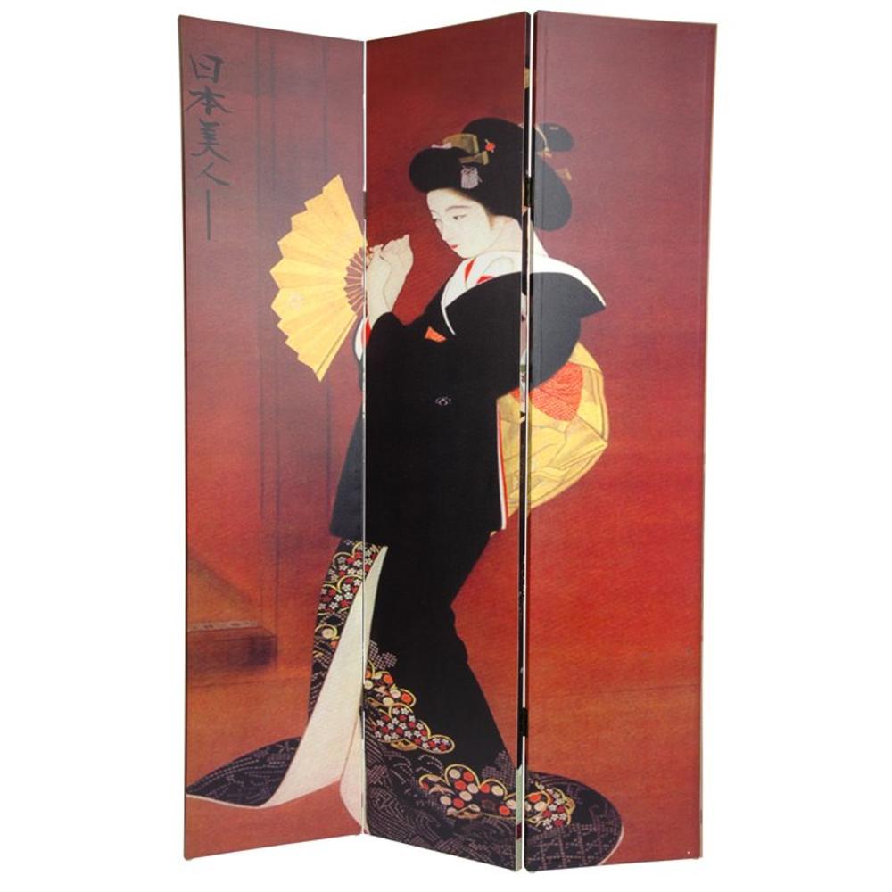 Oriental Furniture 6 ft. Tall Double Sided Japanese Ladies Canvas Room ...