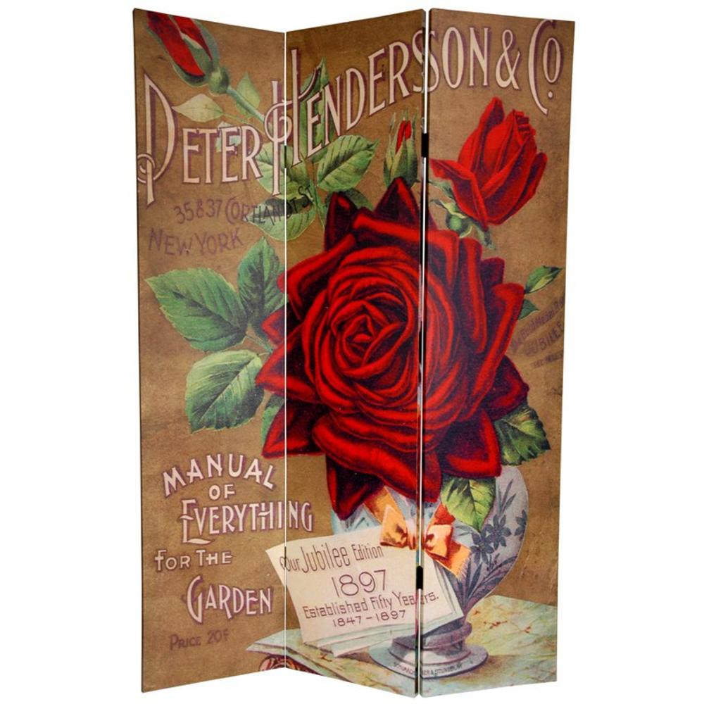 Oriental Furniture 6 ft. Tall Double Sided Flower Seeds Canvas Room ...