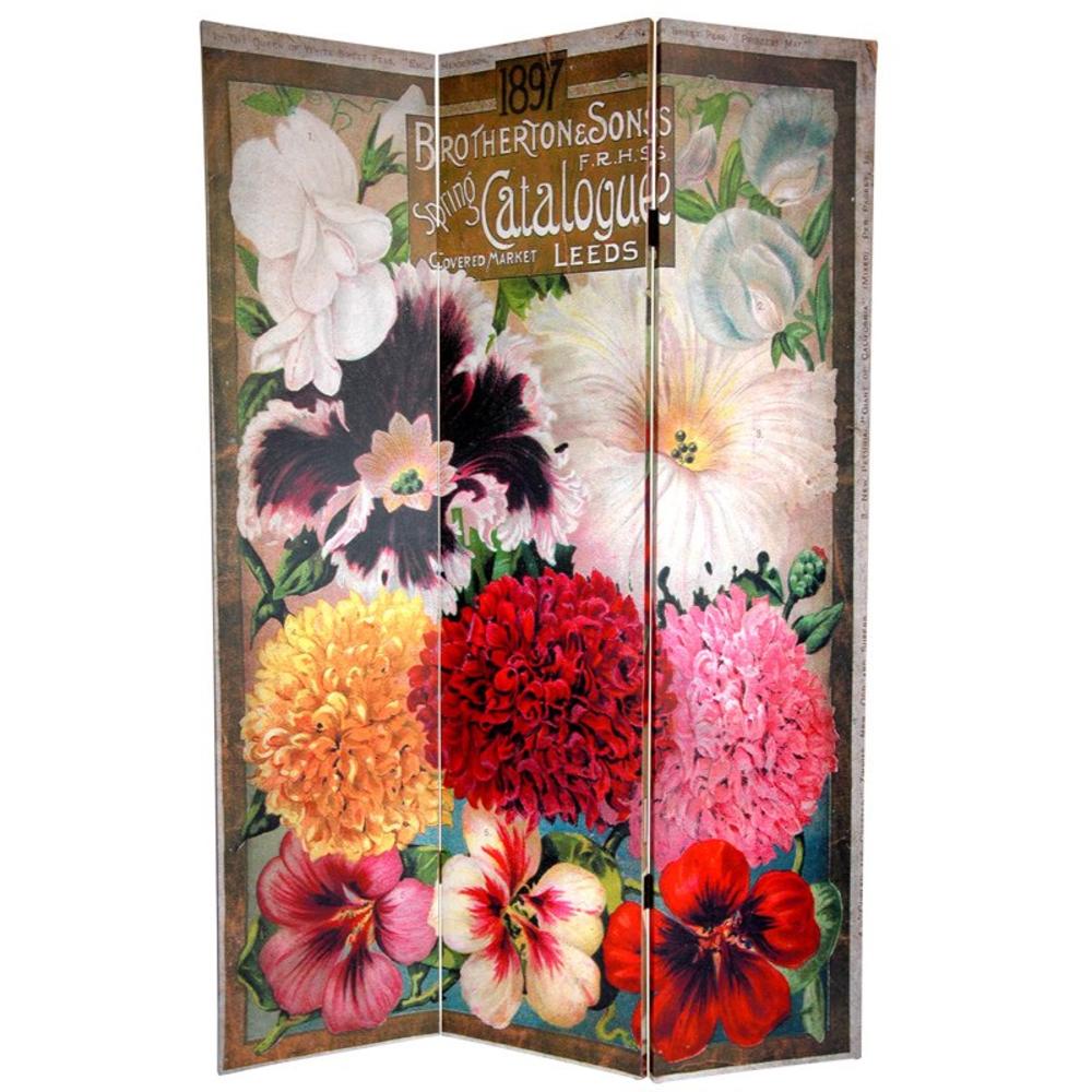 Oriental Furniture 6 ft. Tall Double Sided Flower Seeds Canvas Room ...