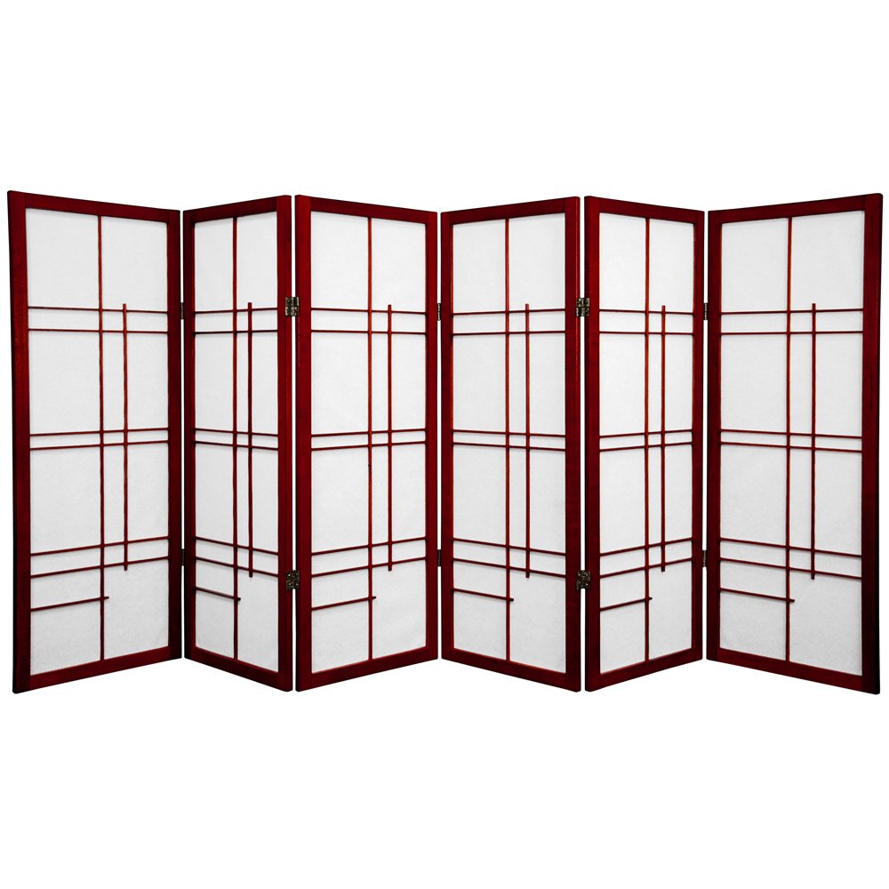 Oriental Furniture 4 Ft Tall Eudes Shoji Screen Screen 6 Panel Rosewood
