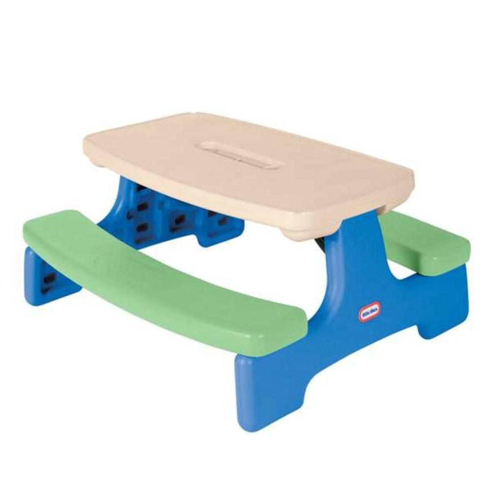 Little Tikes Easy Store Picnic Table with Umbrella - Blue