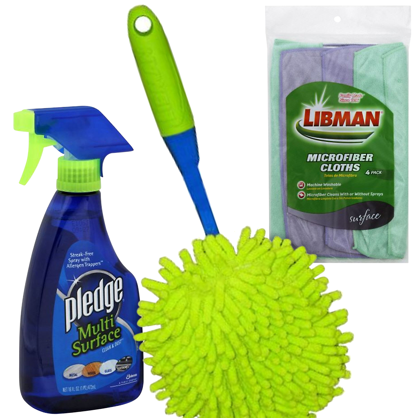Libman Microfiber Duster, Microfiber Cloths & Cleaning Solution Bundle