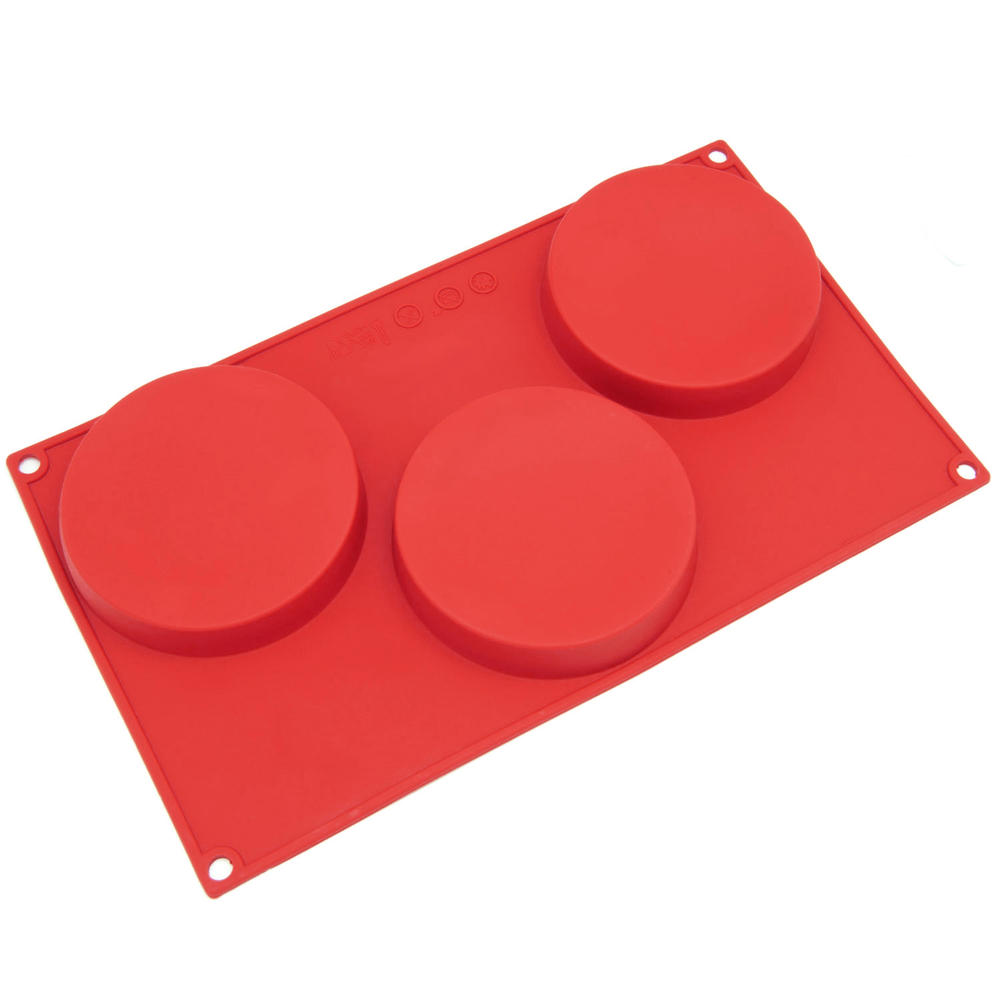 Freshware 3-Cavity Disc Cake Silicone Mold and Baking Pan