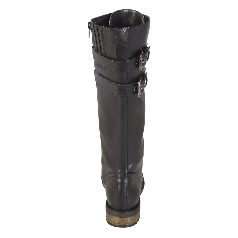 Bongo Women's Kat Tall Black Combat Boots