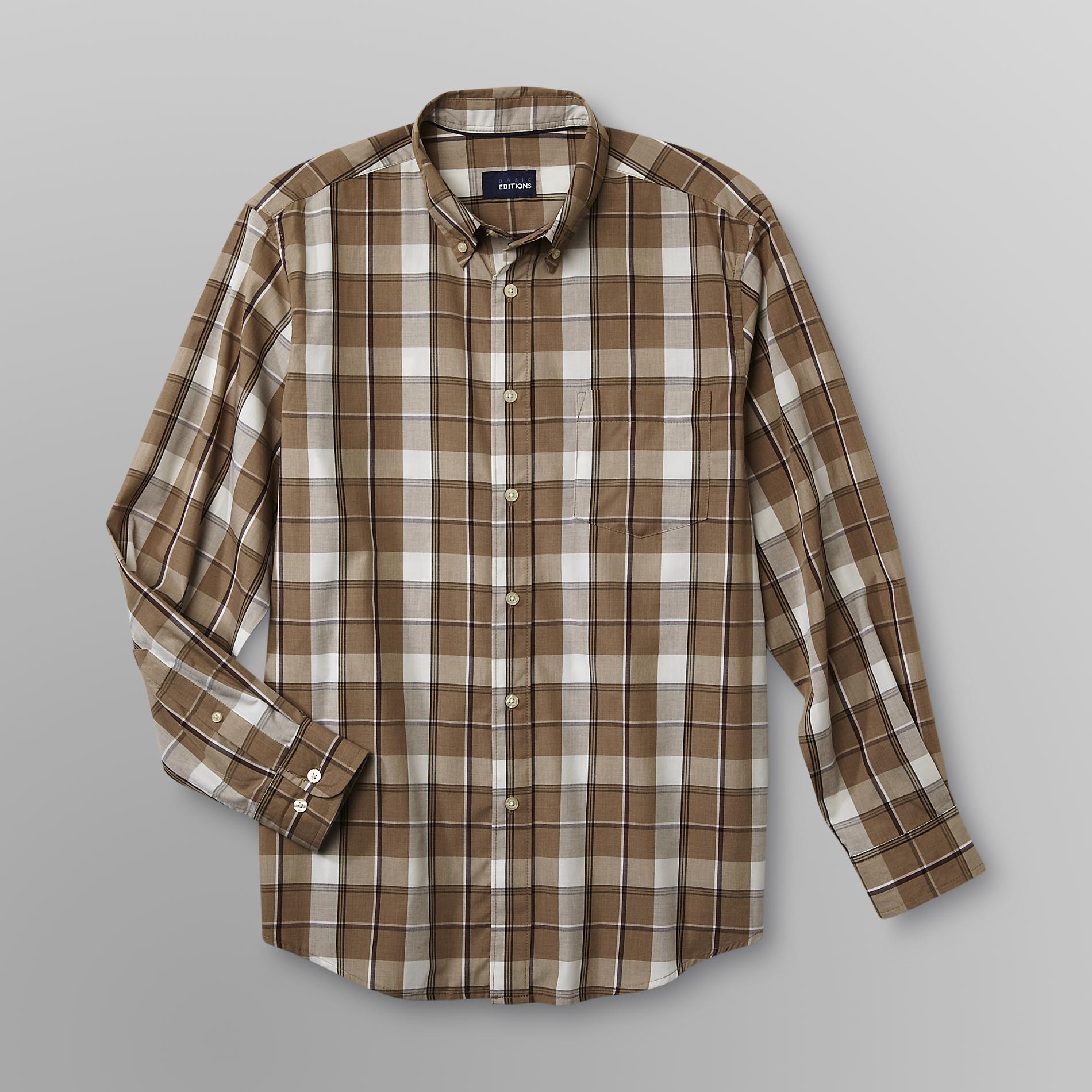 Basic Editions Men's Big & Tall Easy Care Shirt - Plaid