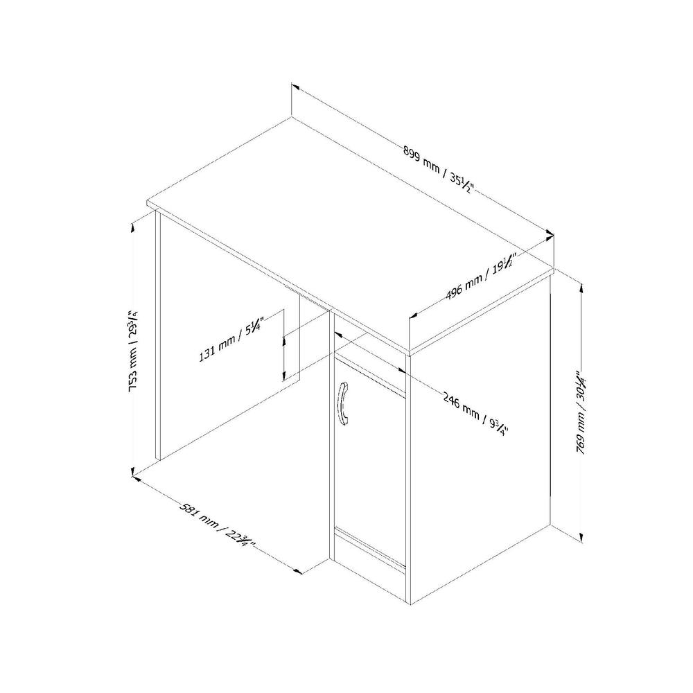 Axess Small Work Desk in Pure White