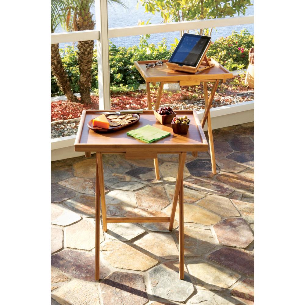 Lipper International Bamboo Snack Table Set/2